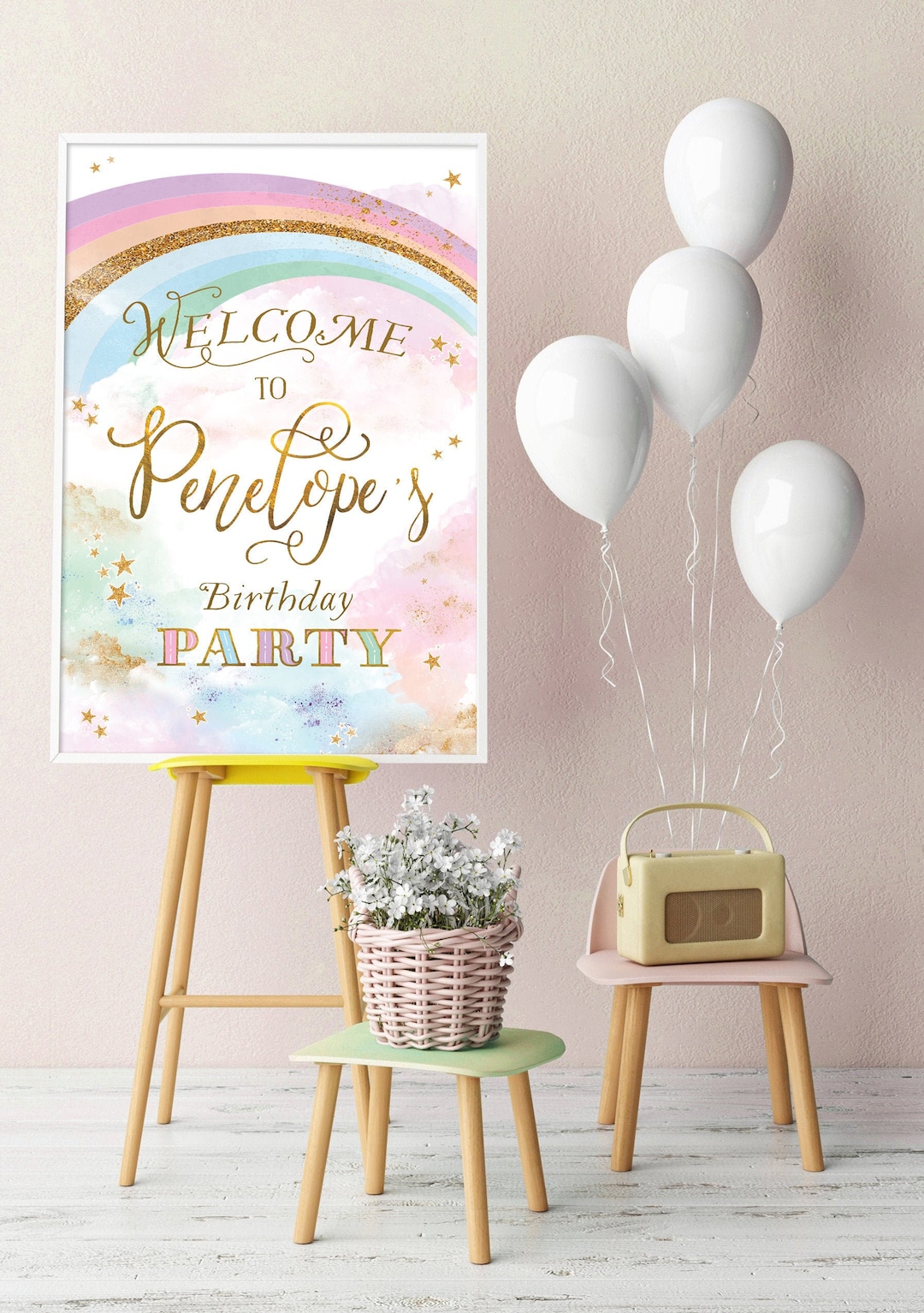 Rainbow Welcome Sign, Editable Rainbow Birthday, Magical Party Decor ...