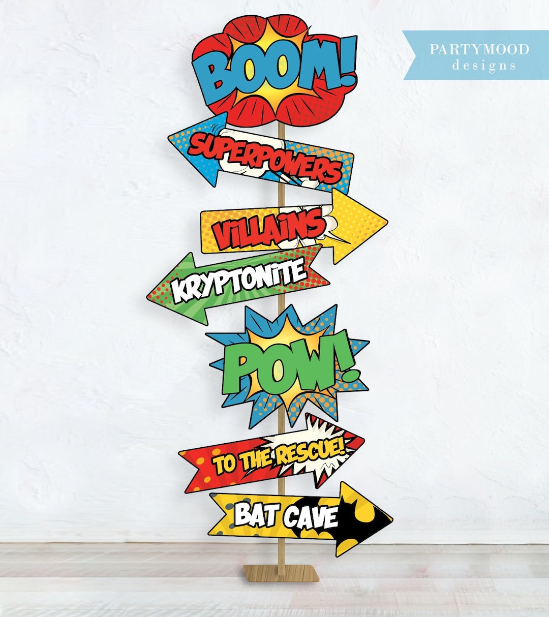 Superhero Arrows, Birthday Welcome Sign, Directional Arrows Superheroes ...
