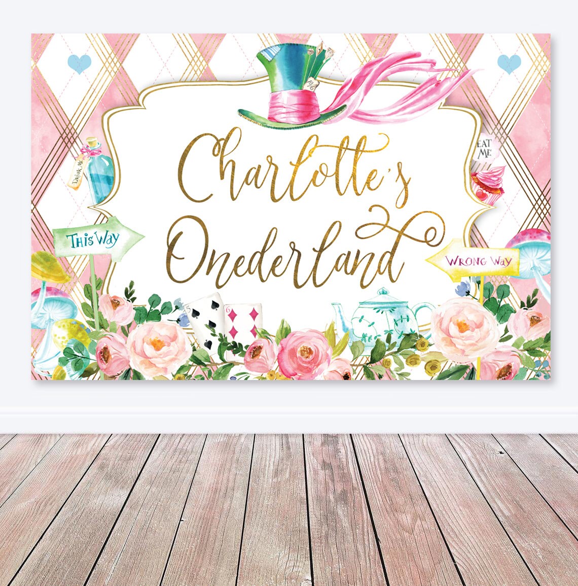Alice in Wonderland White Rabbit Sign, Decor Onederland Girl's 1st ...