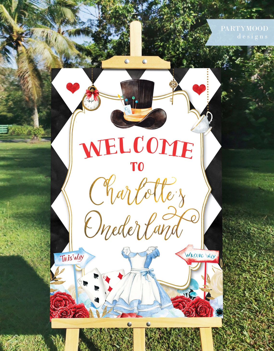 Alice in Wonderland ONE Banner Highchair Banner Onederland - Etsy UK