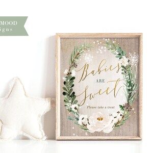 Sweet Treats Sign, Winter Baby Shower Signs, Babies Are Sweet, Rustic ...