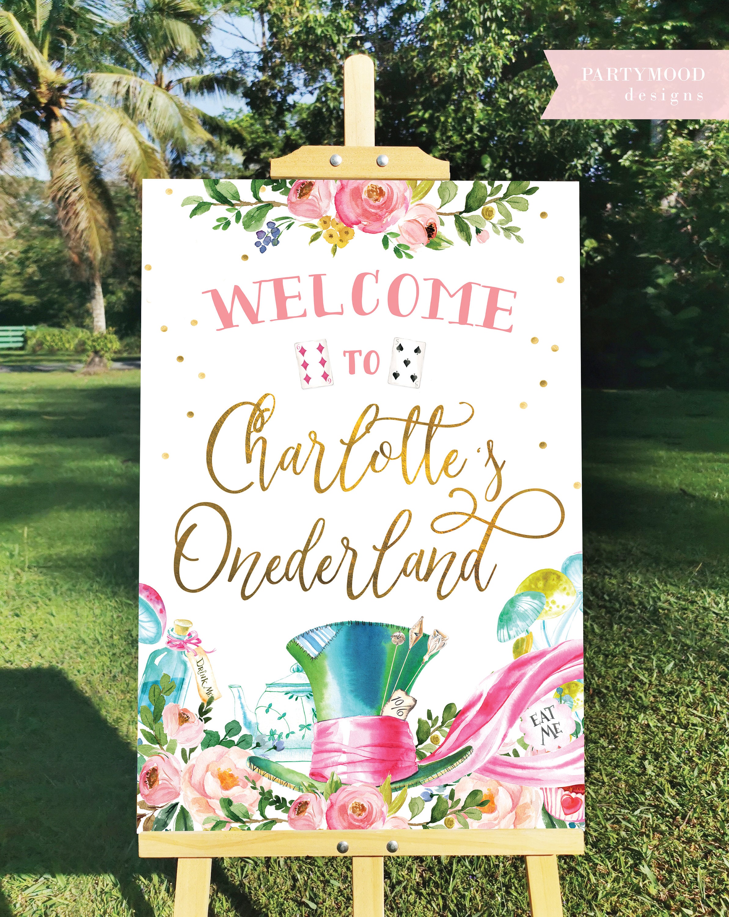 Alice in Wonderland Drink Me Sign, Decor Onederland Girl's 1st Birthday ...