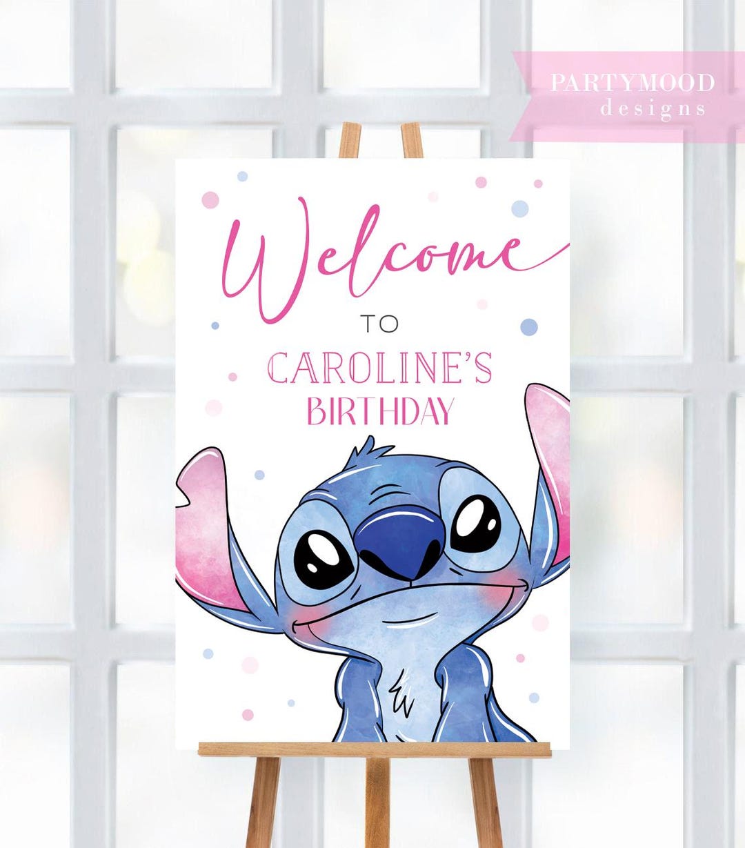 Stitch Birthday Welcome Sign Template, Editable Stitch Birthday Party ...