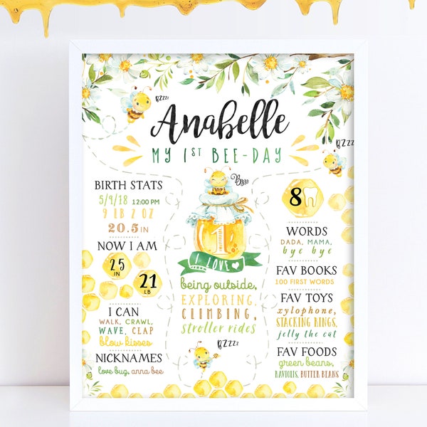 First Birthday Poster Bee - Etsy