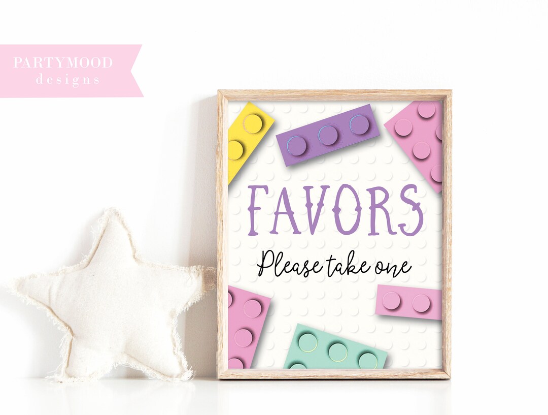 Bricks Favor Sign, Building Blocks Birthday Sign, Fun, Blocks Birthday ...