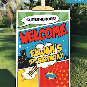 Superheroes Welcome Sign, Birthday Sign Reception, Superhero Decor ...