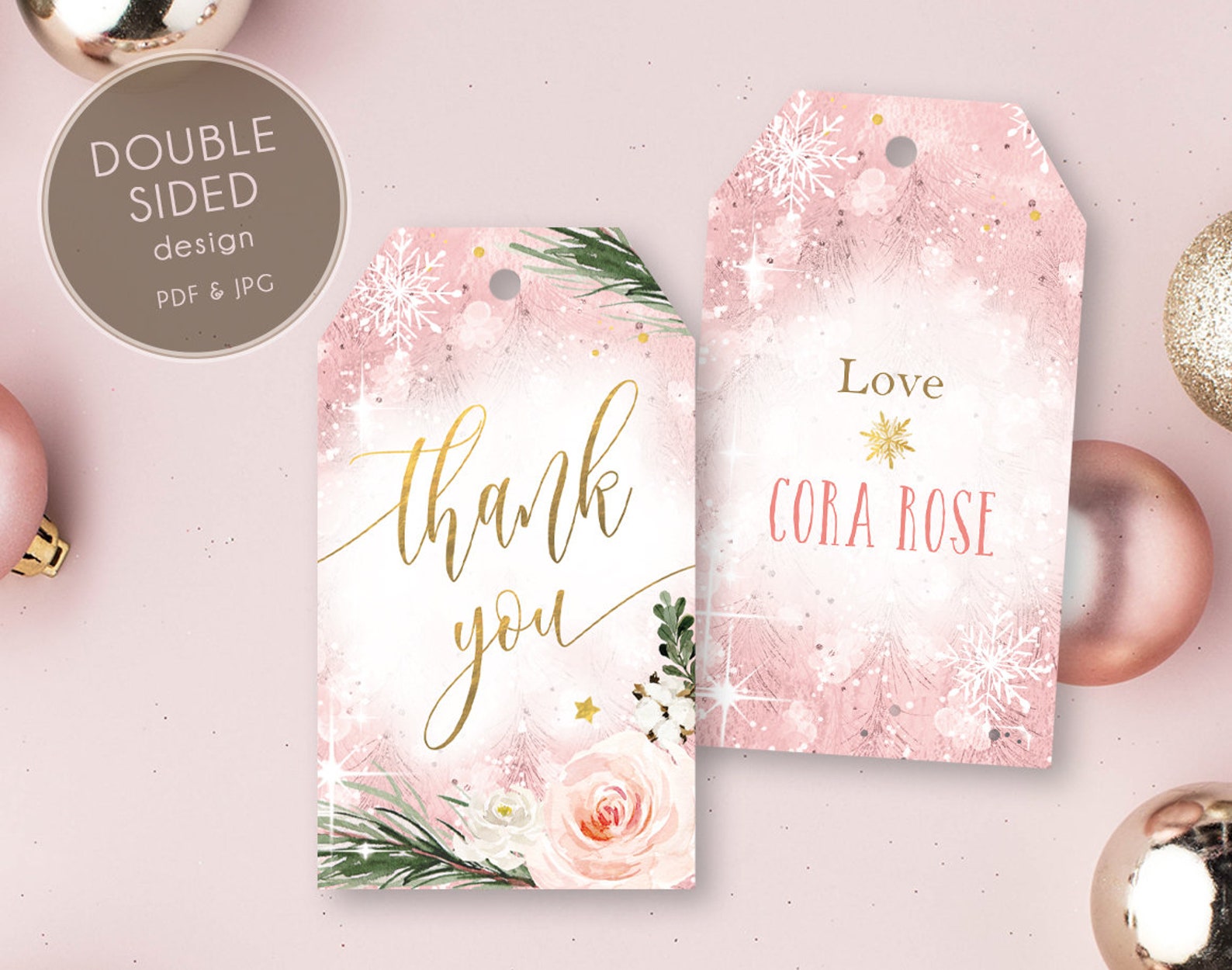 Winter Onederland Tags Double Sided Tag Girl Birthday Girl - Etsy