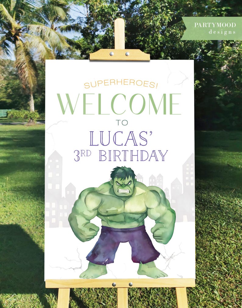 Hulk Superhero Welcome Sign, Superhero Birthday Sign, Avengers Decor ...