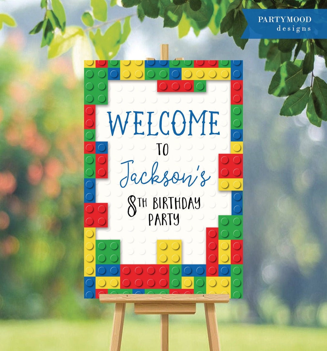 Building Blocks Welcome Sign, Reception, Blocks Birthday Party ...