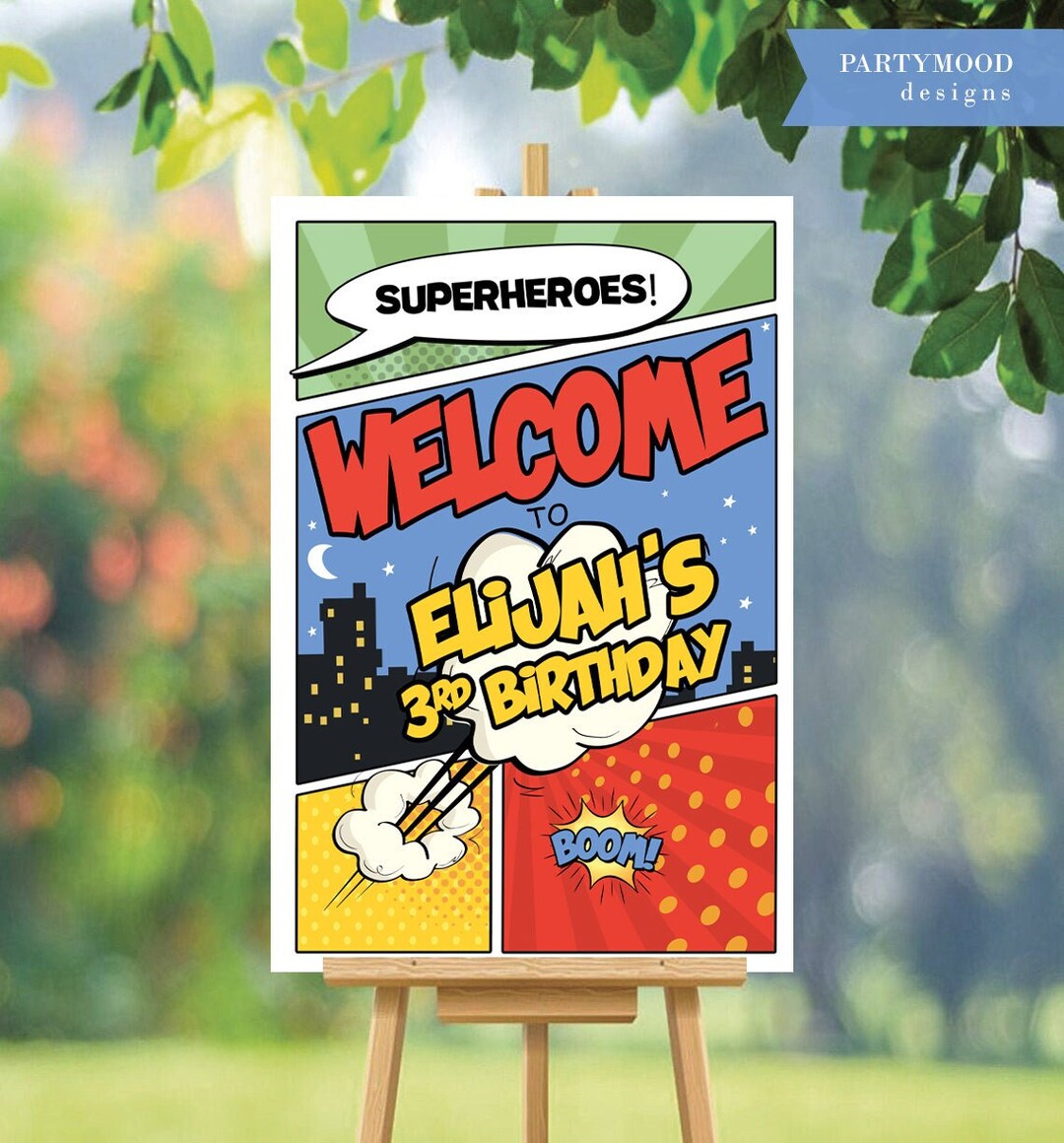 Superheroes Welcome Sign, Birthday Sign Reception, Superhero Decor ...