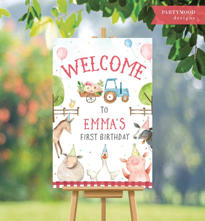 Farm Welcome Sign Farm Animals Boy First Birthday Girl - Etsy