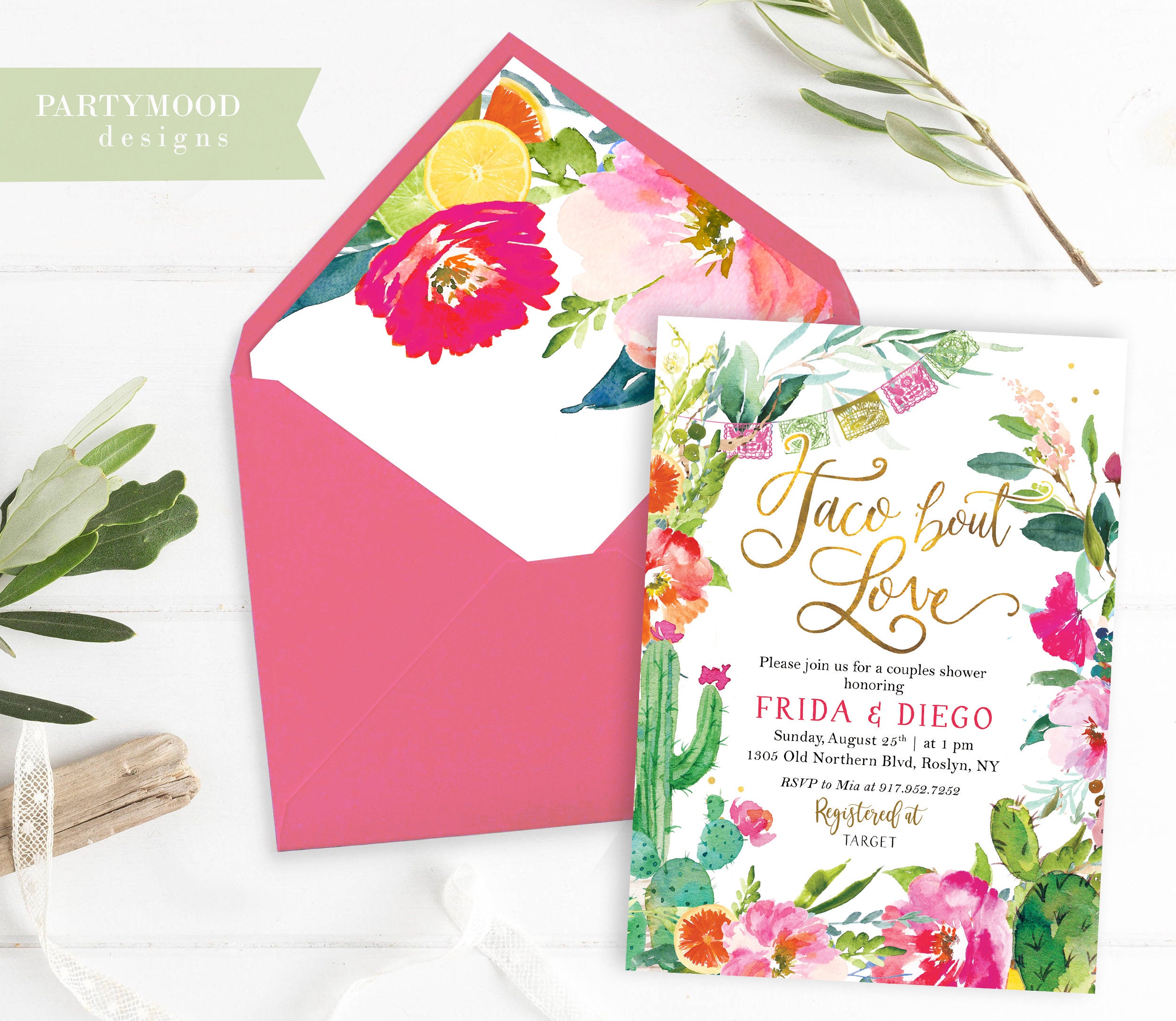 Fiesta Couples Shower Invitation - Mexican Birthday Invitation - Floral ...