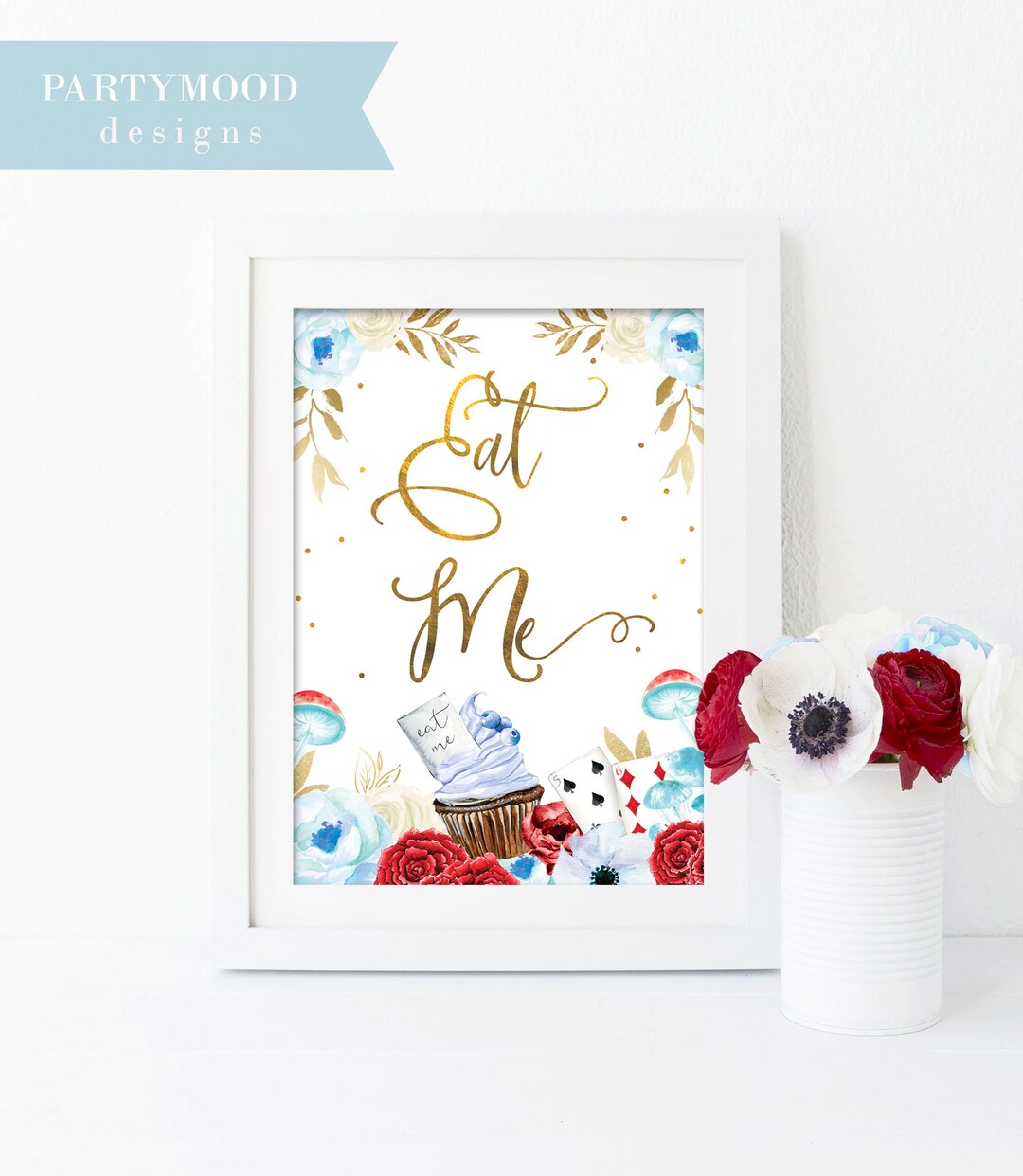 Alice in Wonderland Eat Me Sign, Decor Onederland Girl's 1st Birthday ...