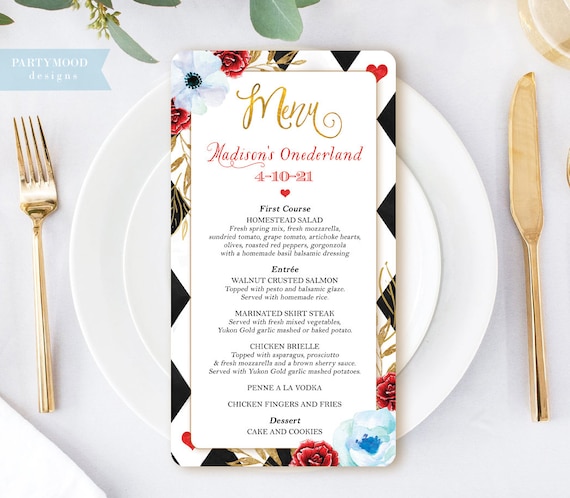 Alice In Wonderland Party Menu