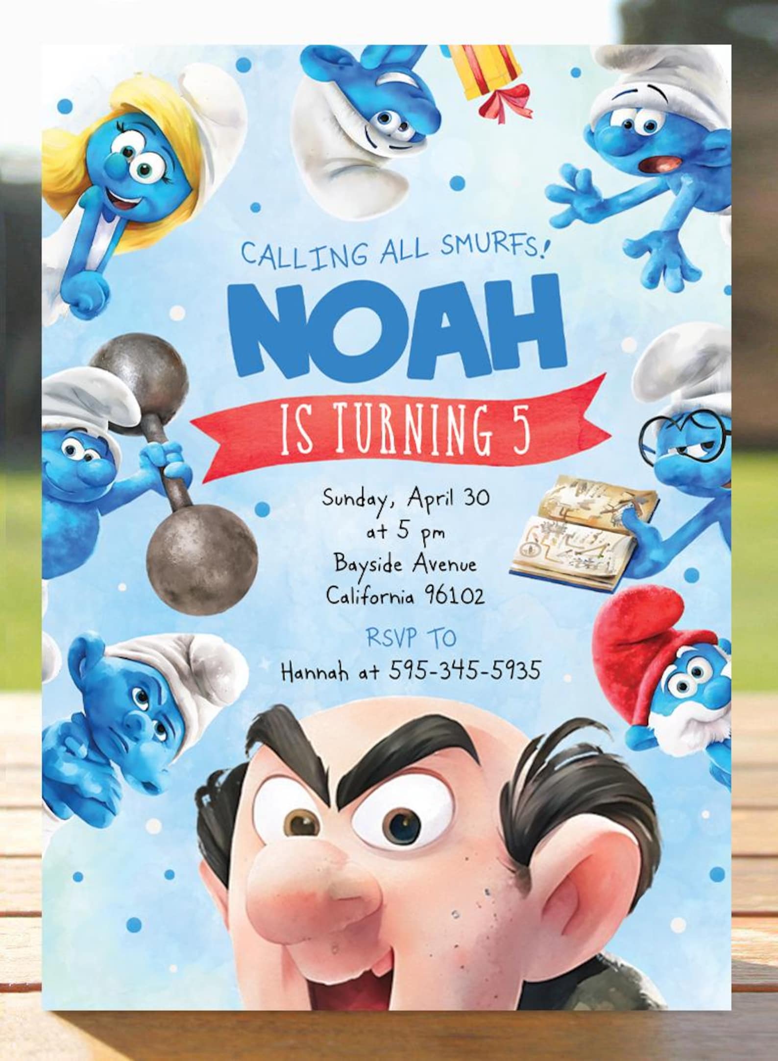 Smurfs Birthday Invitation, Editable Smurf Invite, Smurfs Movie ...