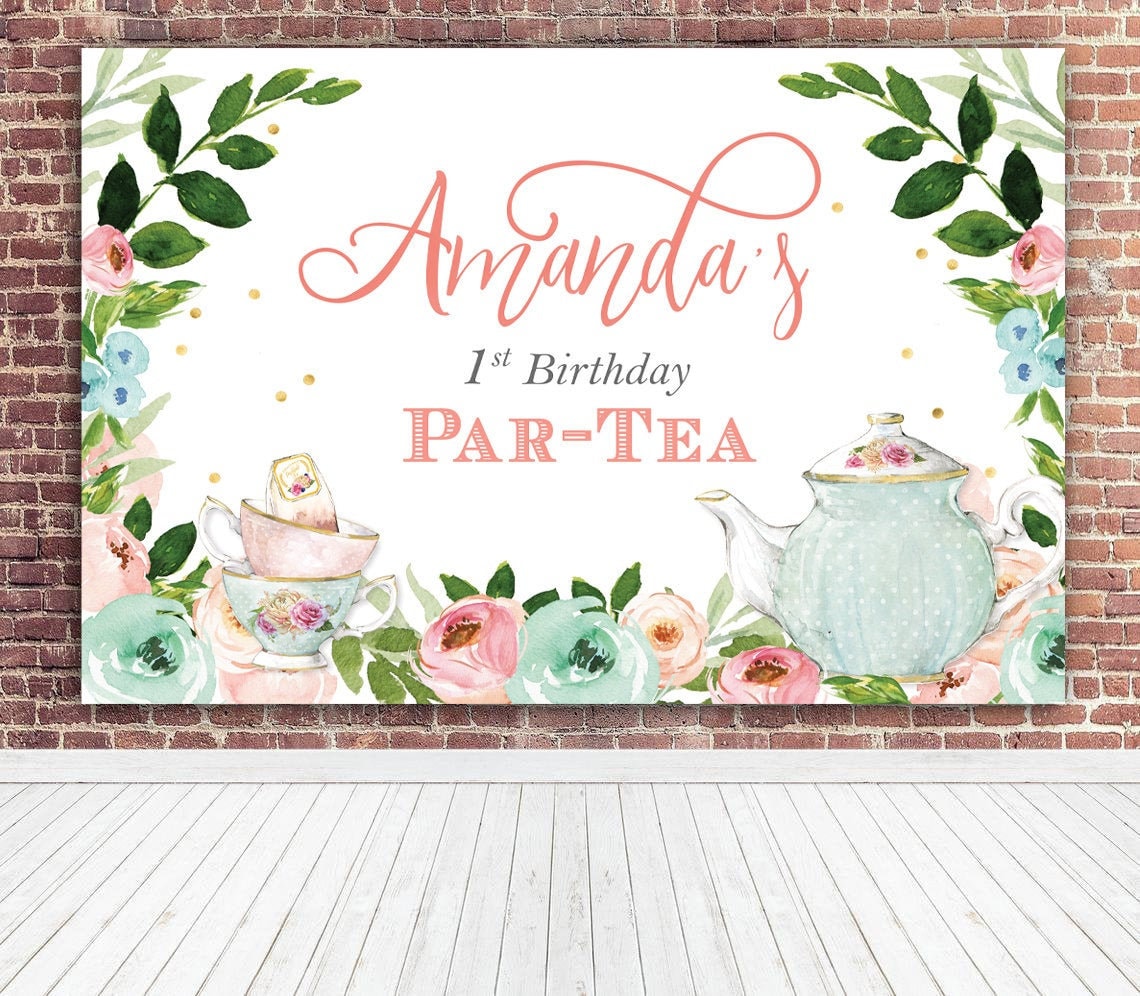 Floral Tea Party Backdrop Girl 1st Birthday High Tea Party - Etsy