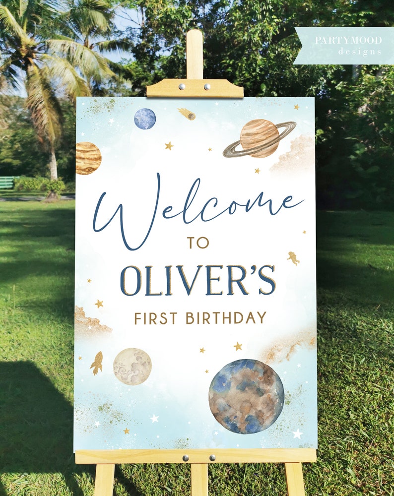 Outer Space Signs, Set of 6 Fun Signs, Space Theme, First Trip Around the Sun, Astronaut Galaxy ...