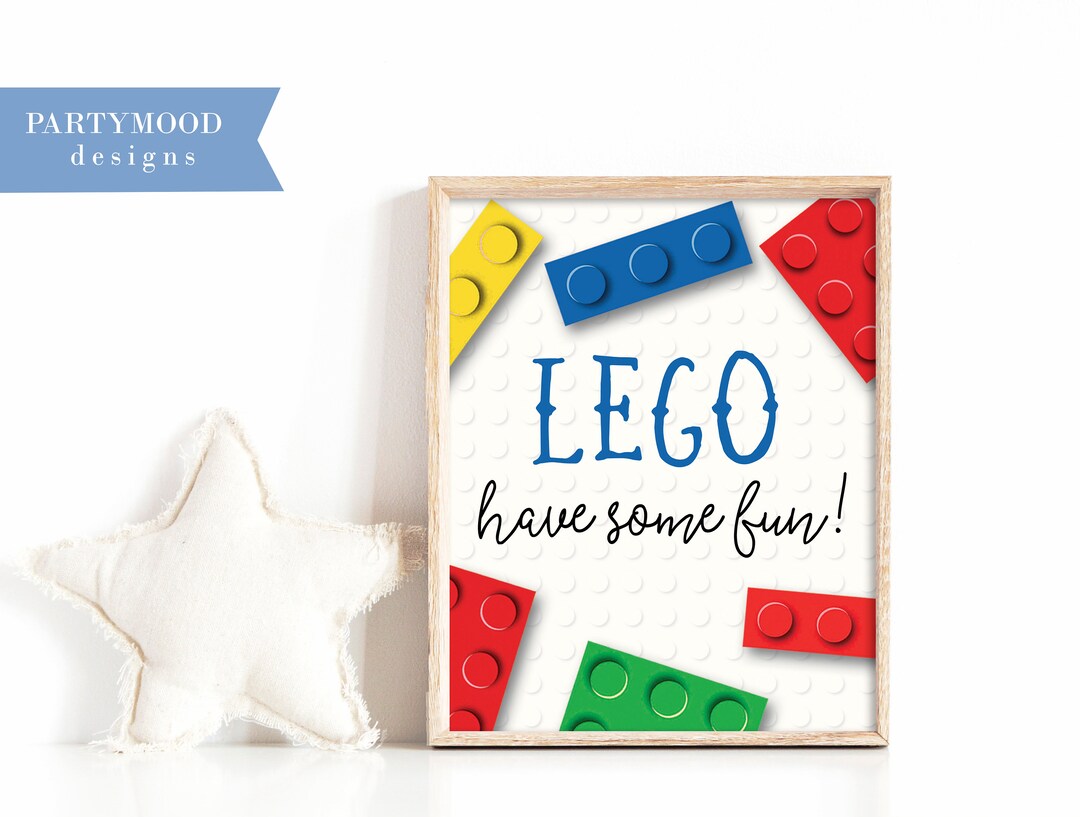 Lego Have Some Fun Sign, Building Station Blocks, Blocks Birthday Party ...
