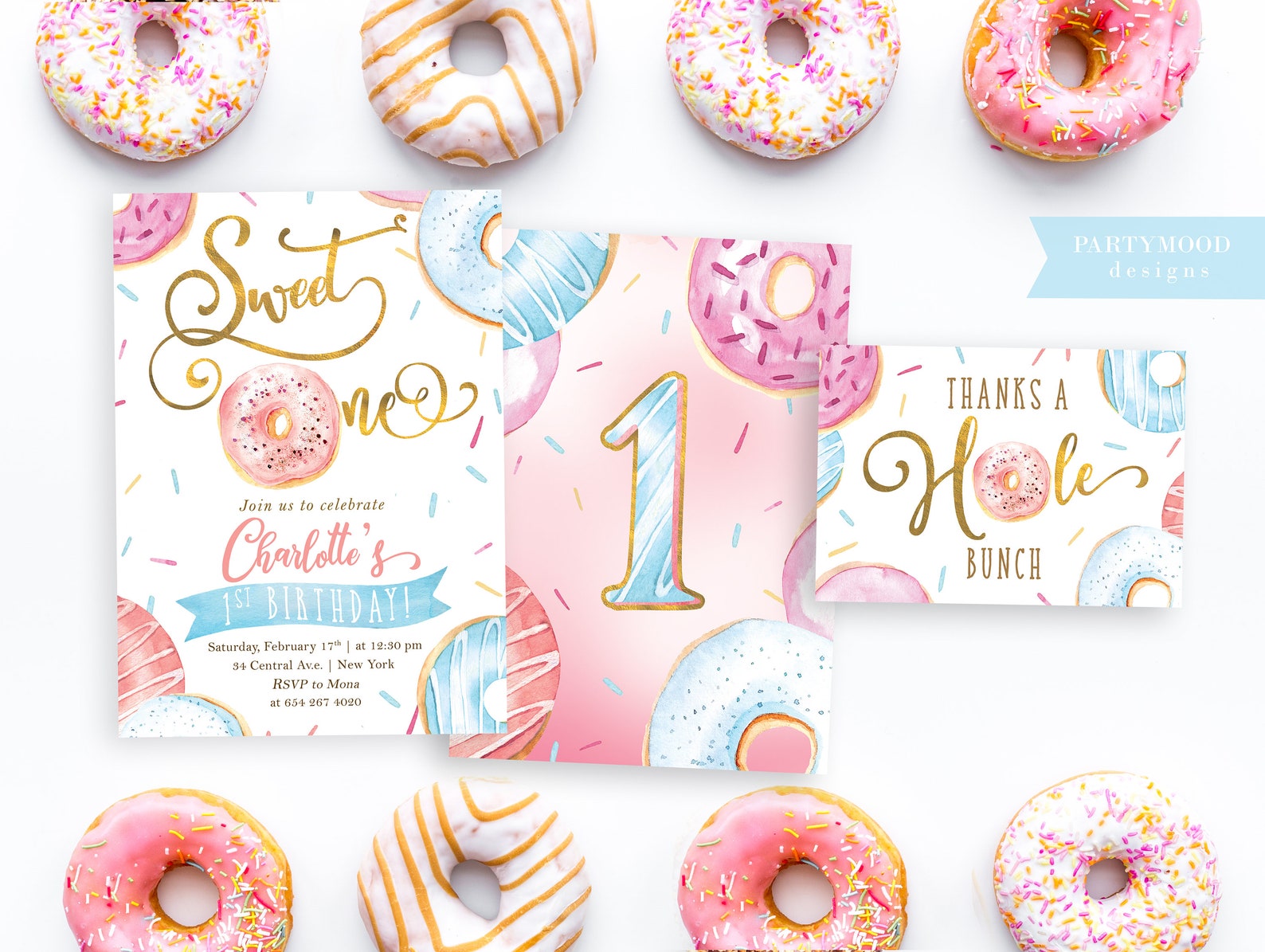 Donut Birthday Invitation, Donut Sweet One Invite, Donut First Birthday ...