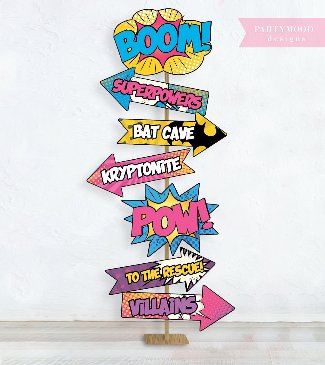 Superhero Arrows, Birthday Welcome Sign, Directional Arrows Superheroes ...