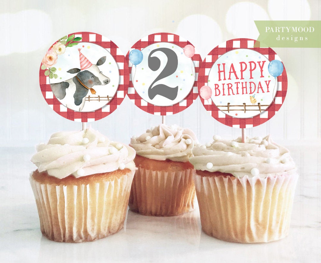Farm Cupcake Toppers, Centerpieces, Cupcakes, Farm Animals, Boy Second ...