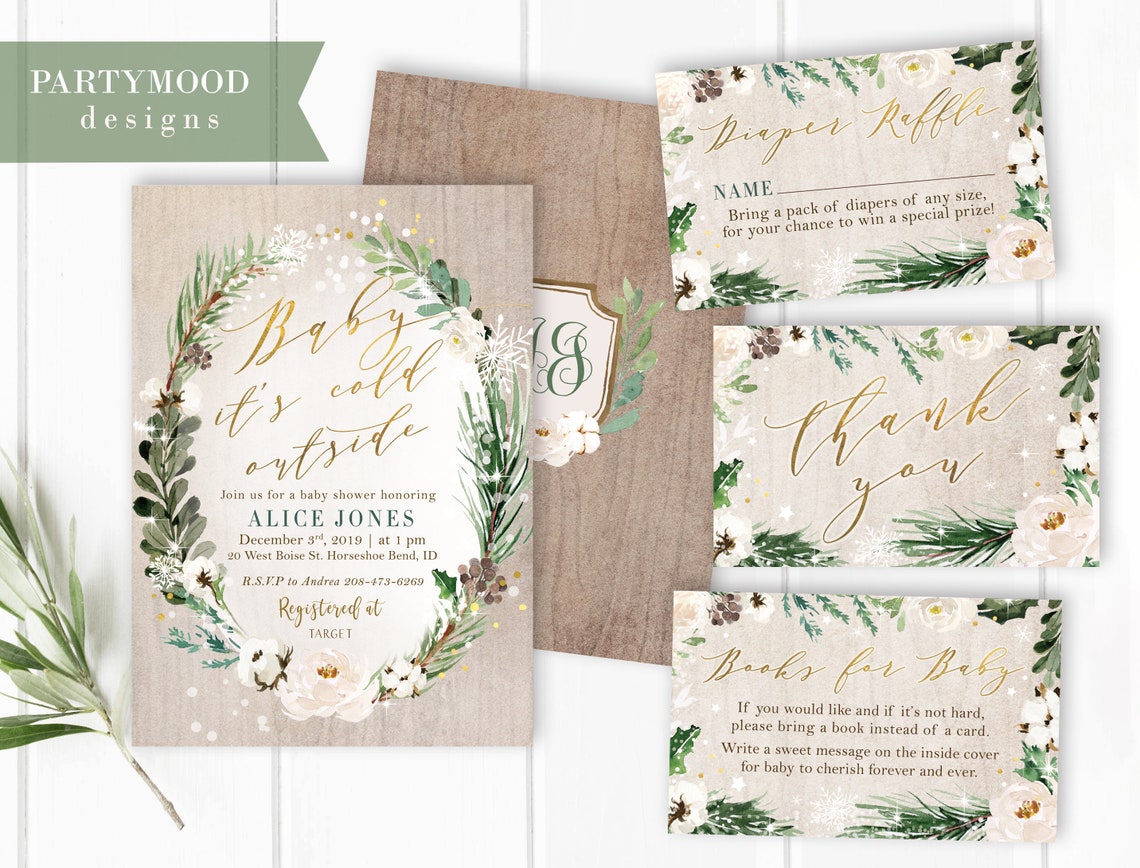 Winter Baby Shower Backdrop Rustic Baby It's Cold - Etsy