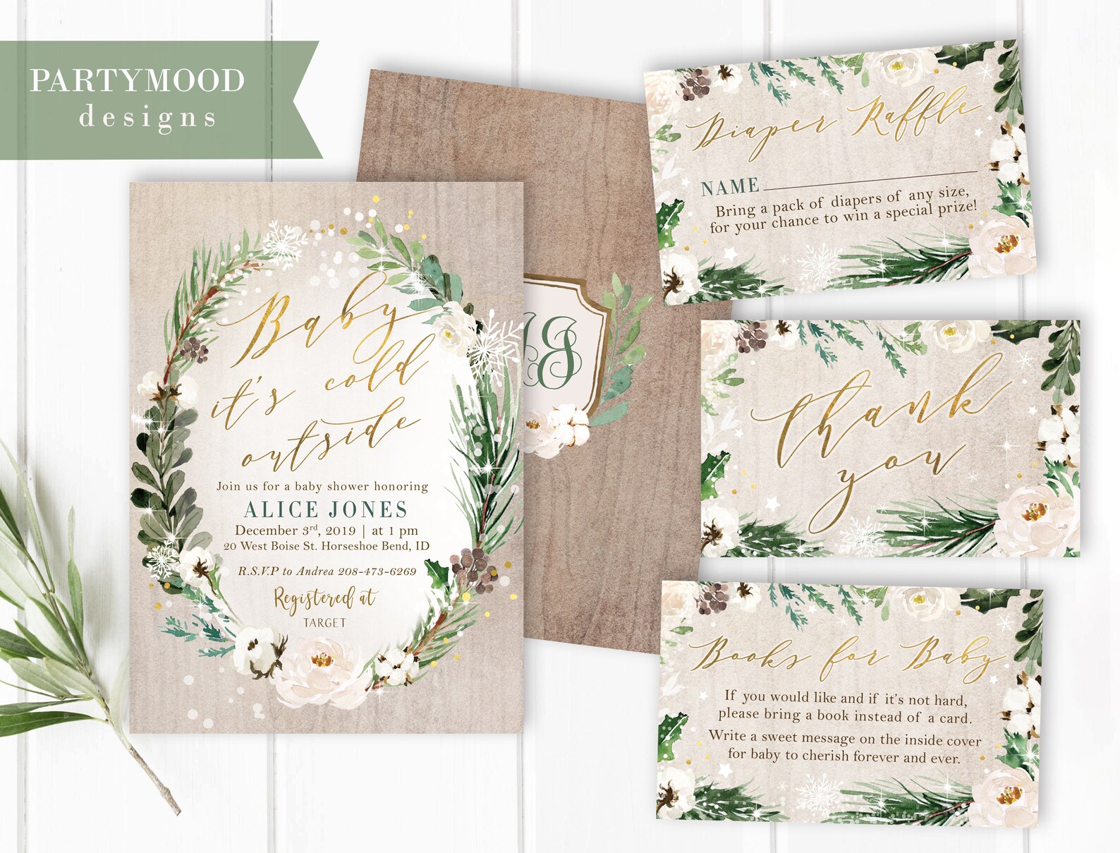 Winter Baby Shower Backdrop Rustic Baby It's Cold - Etsy