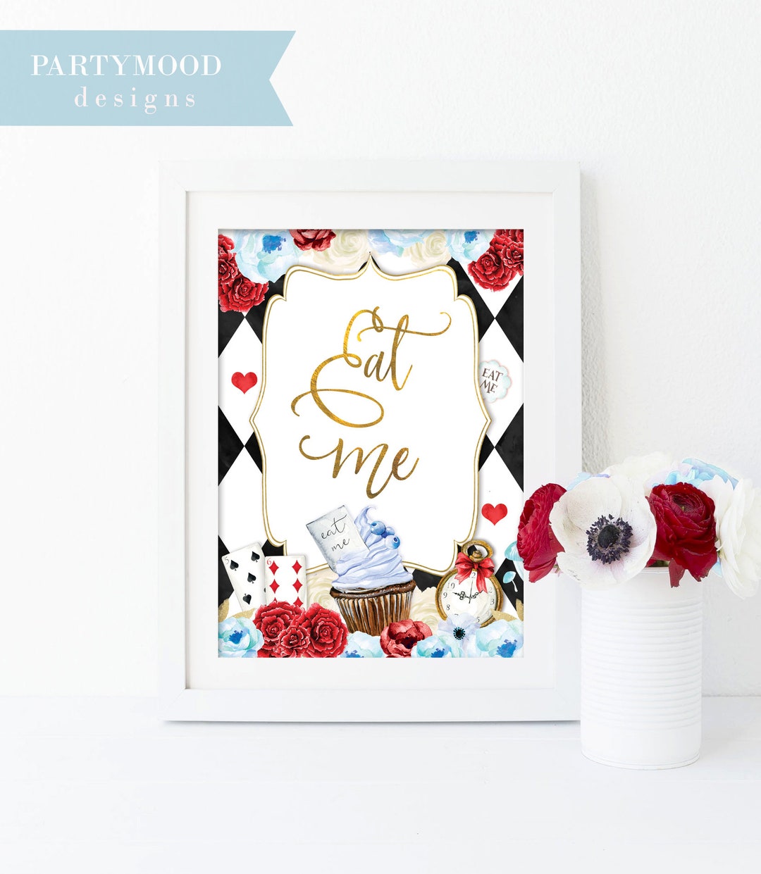 Alice in Wonderland Eat Me Sign, Decor Onederland Girl's 1st Birthday ...