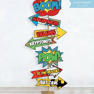 Superheroes Party Signs, Drinks Gifts Food Sign, Table Decor, Superhero ...