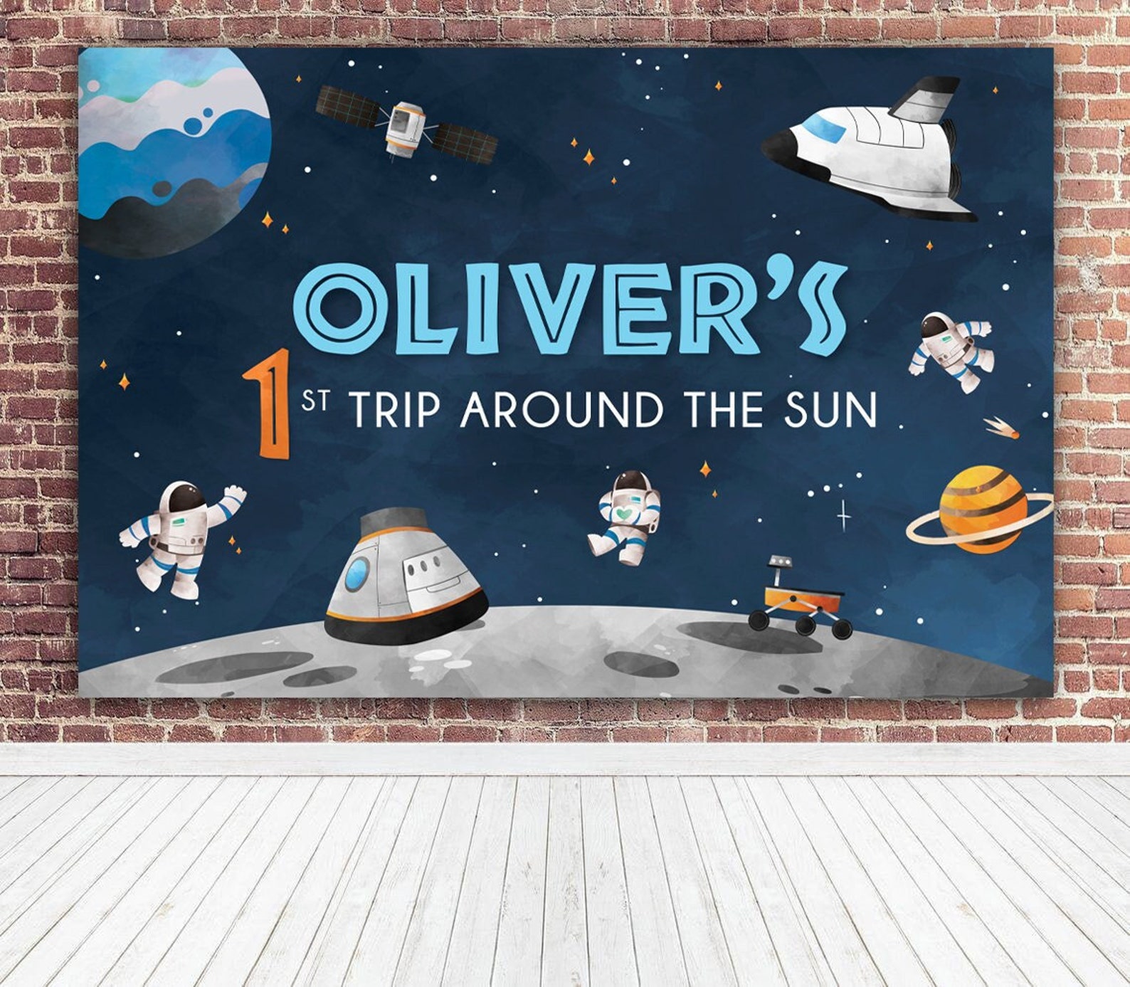 Space Backdrop Editable Outer Space First Birthday Space - Etsy