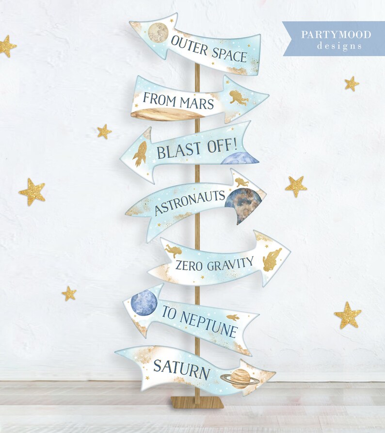 Outer Space Signs Set of 6 Fun Signs Space Theme First Trip - Etsy