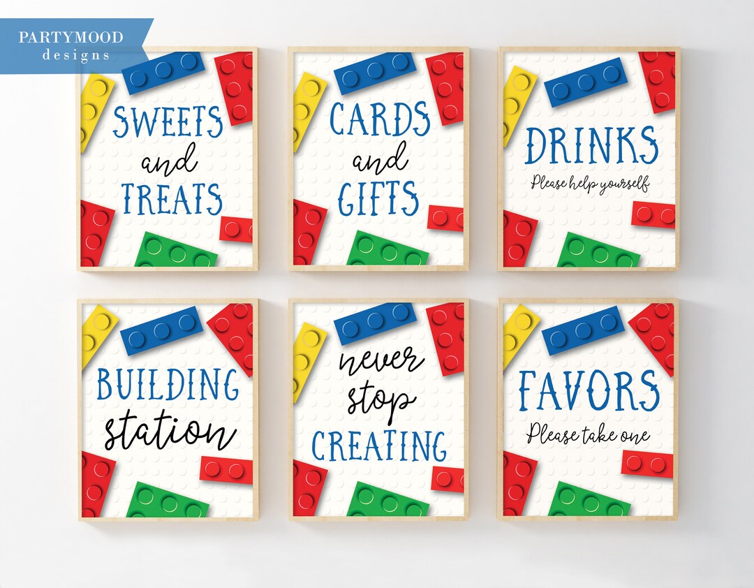 Building Blocks Birthday Signs, Set of 6, Building Bricks, Blocks ...