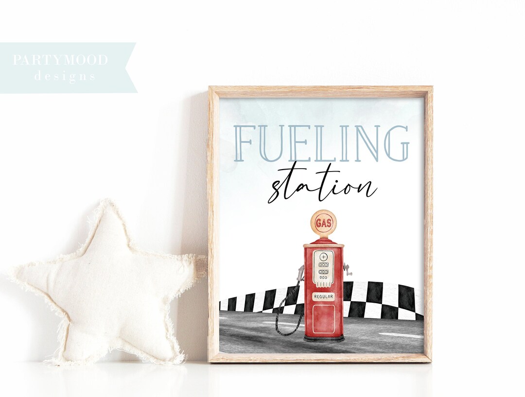 Fueling Station Sign, Fast One Fueling Station Sign, Race Car Birthday ...