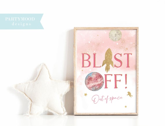 Blast off Sign Outer Space Theme Fun Signs Food First Trip | Etsy