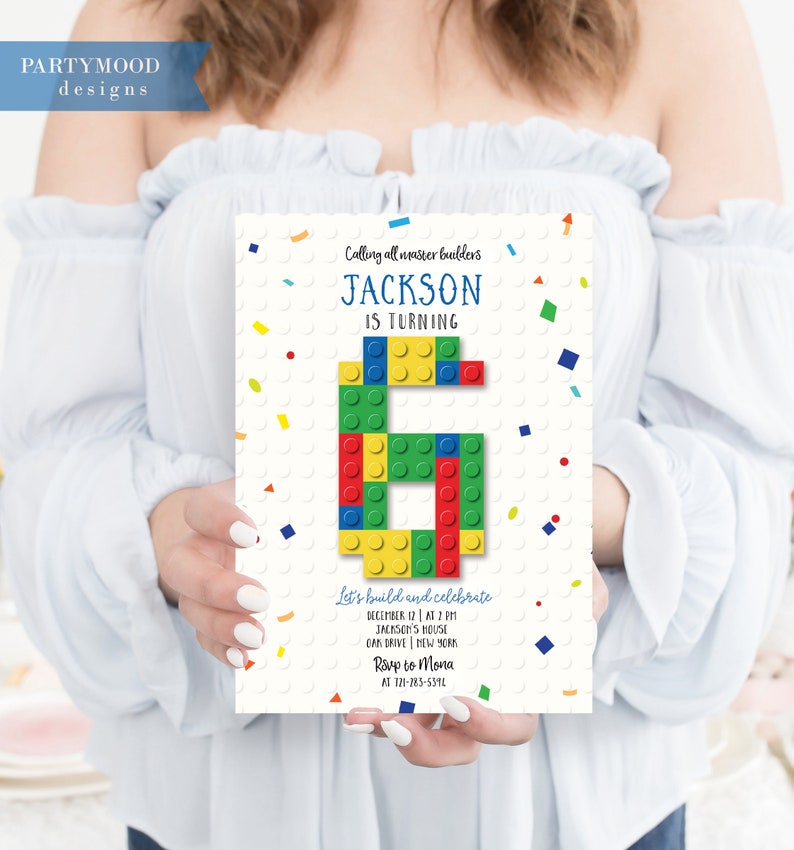 Building Blocks Invitation Editable Blocks Birthday Party - Etsy