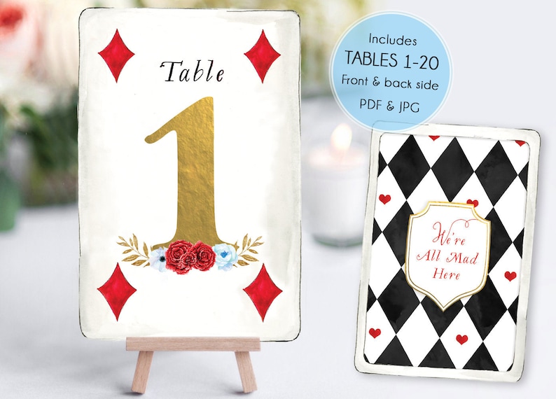 Alice in Wonderland Table Numbers 1-20 Mad Tea Party Decor - Etsy