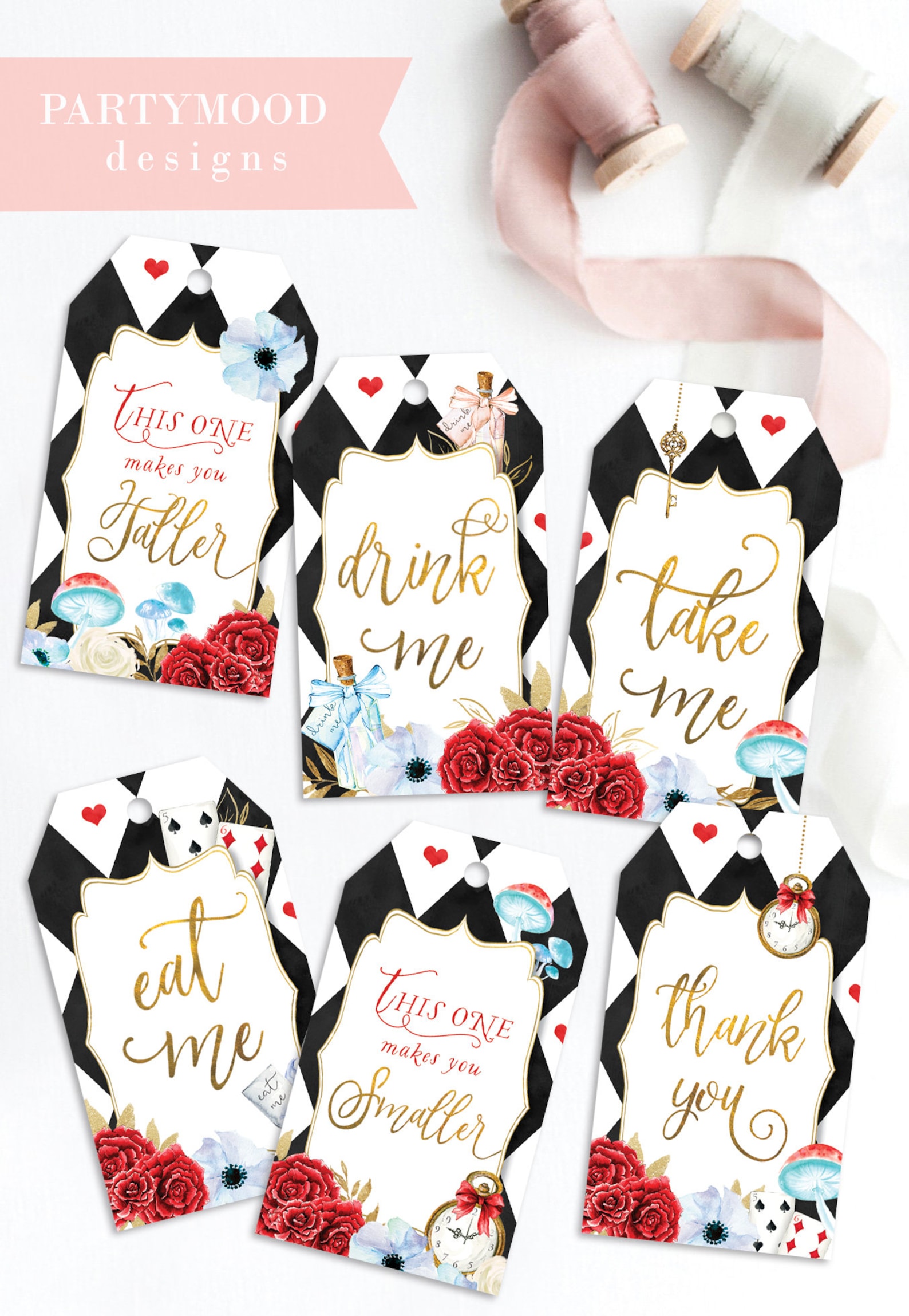 Alice in Wonderland Party Signs Set of Printable Signs Decor | Etsy