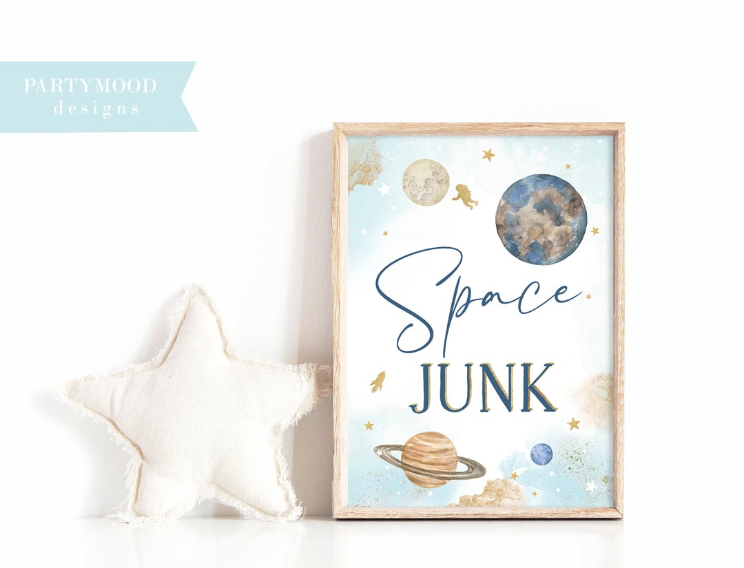 Space Junk Sign Outer Space Theme Fun Signs Food First Trip - Etsy