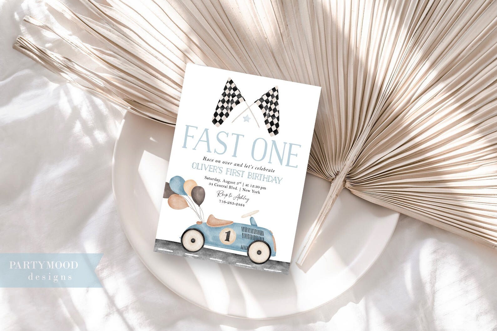 Fast ONE Racing Car First Birthday Invitation 1st Birthday Racing Car ...