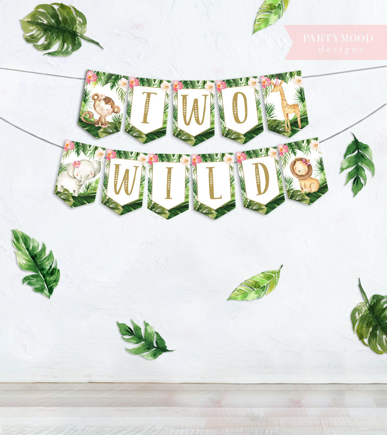 Two Wild Banner Safari Banner Girls 2nd Birthday Jungle - Etsy