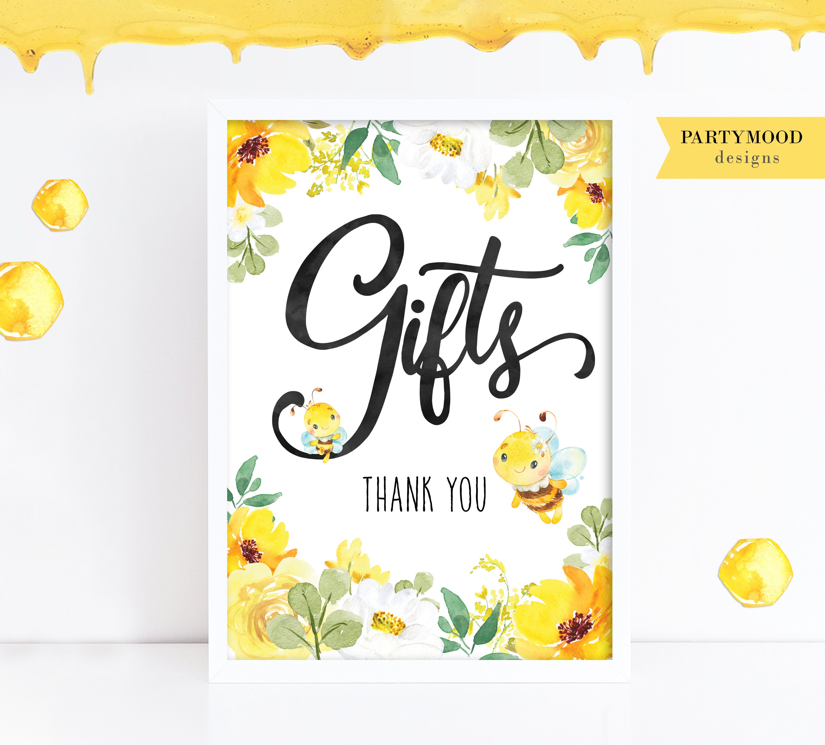 Bee Milestone Poster, Bumble Bee, Little Honey Party Invite, Bee-day ...