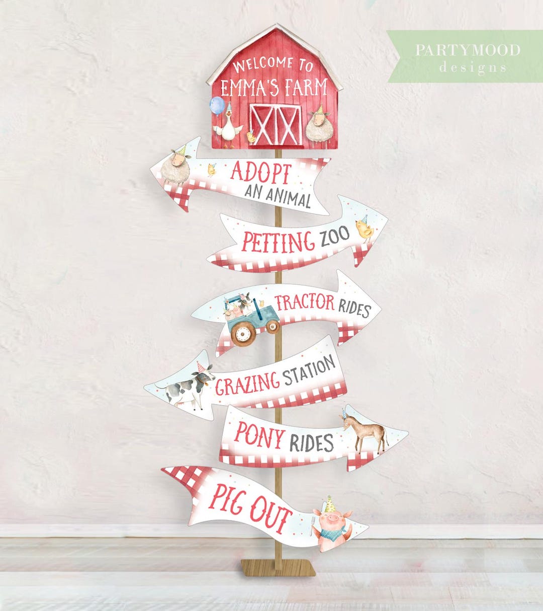 Farm Arrows Editable Directional Arrow Signs, Farm Animals Sign Food ...