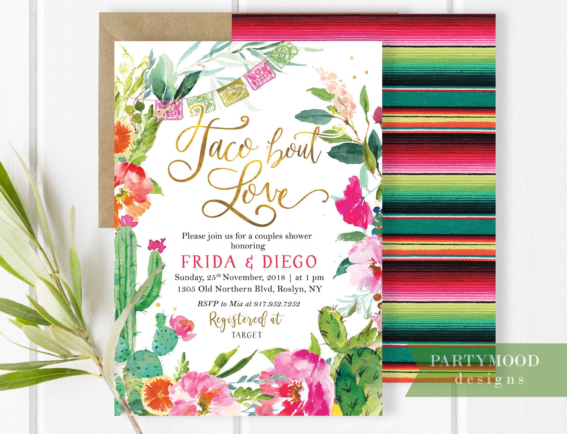 Fiesta Couples Shower Invitation - Mexican Birthday Invitation - Floral ...