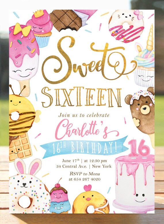 Sweet 16 Candy Party Invitations