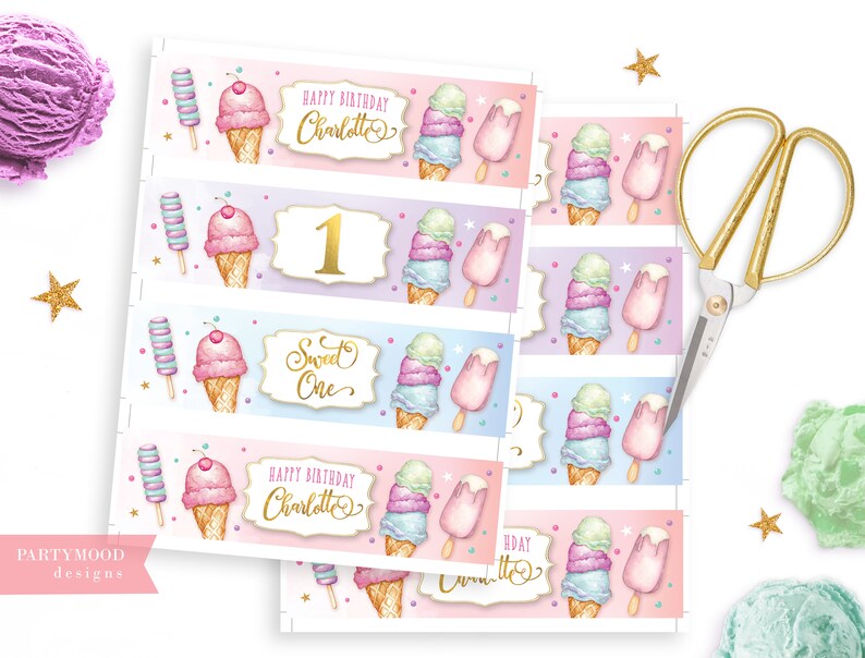 Ice Cream Water Labels Ice Cream Labels Here's the - Etsy