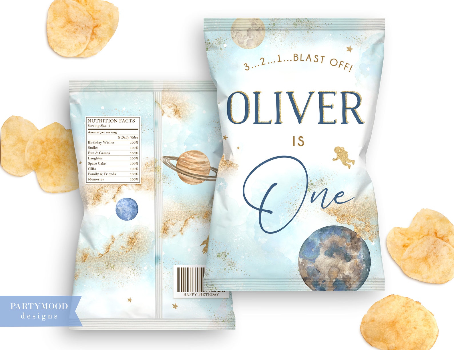 Outer Space Chip Bag Food Decor Space First Birthday Space - Etsy