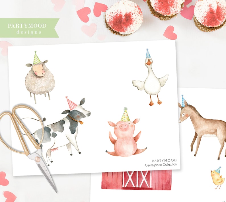 Farm Animals Centerpieces, Cake Toppers, Centerpiece, Barnyard Farm ...