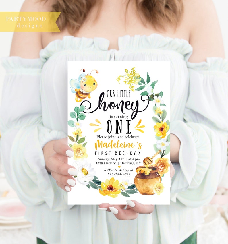 Bee Birthday Invitation Editable Beehive Invite Little Honey - Etsy