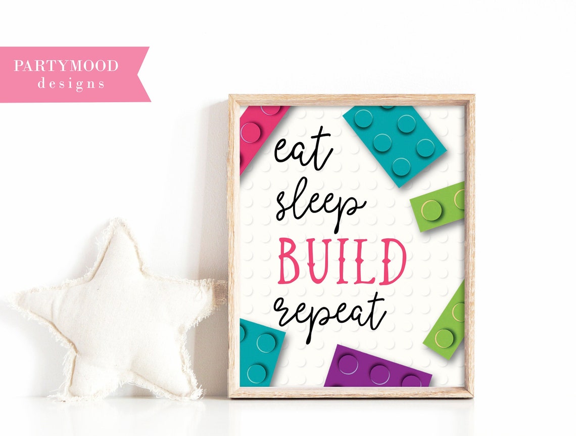 Eat Sleep Build Sign Building Blocks Birthday Sign Blocks - Etsy