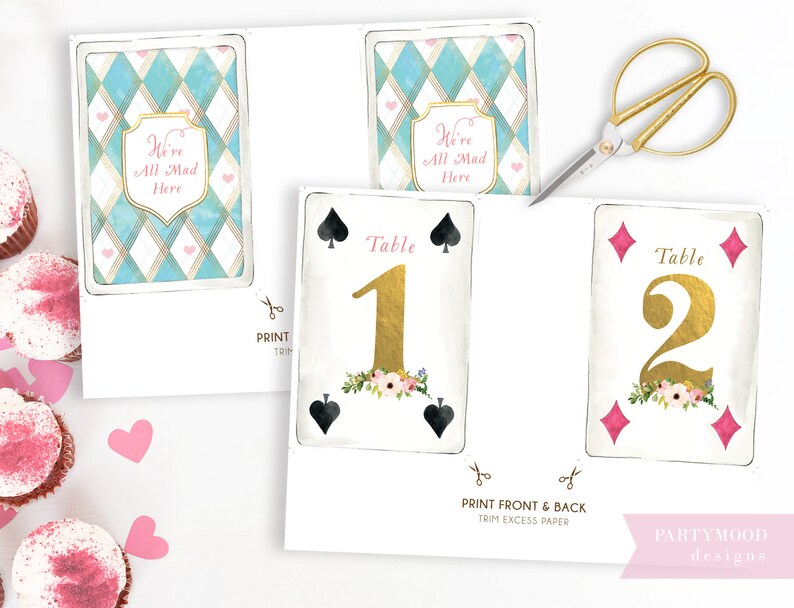 Alice in Wonderland Table Numbers 1-20 Mad Tea Party Decor - Etsy